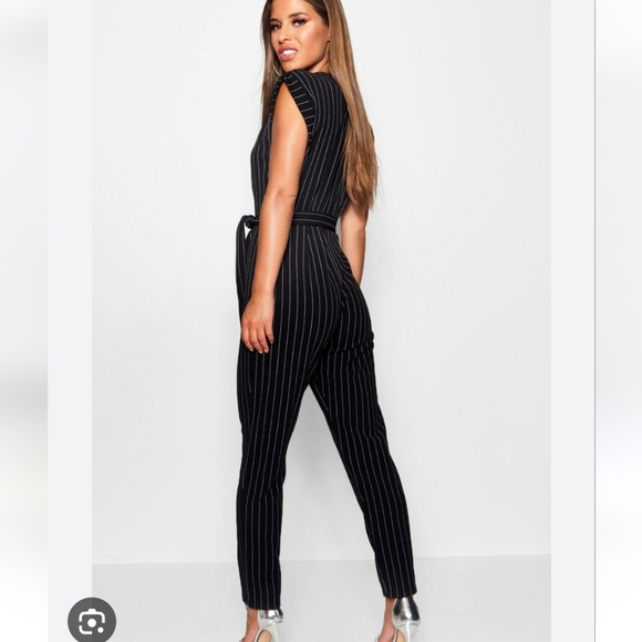 Boohoo | Pants & Jumpsuits | Boohoo Petite Pinstripe Wrap Over Tie ...